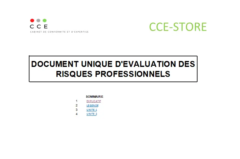 Modèle de document unique d'évaluation des risques professionnels ...